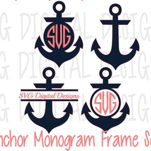 Anchor Svg Set Anchor Monogram Svg Clipart - Nautical Split Monogram ...
