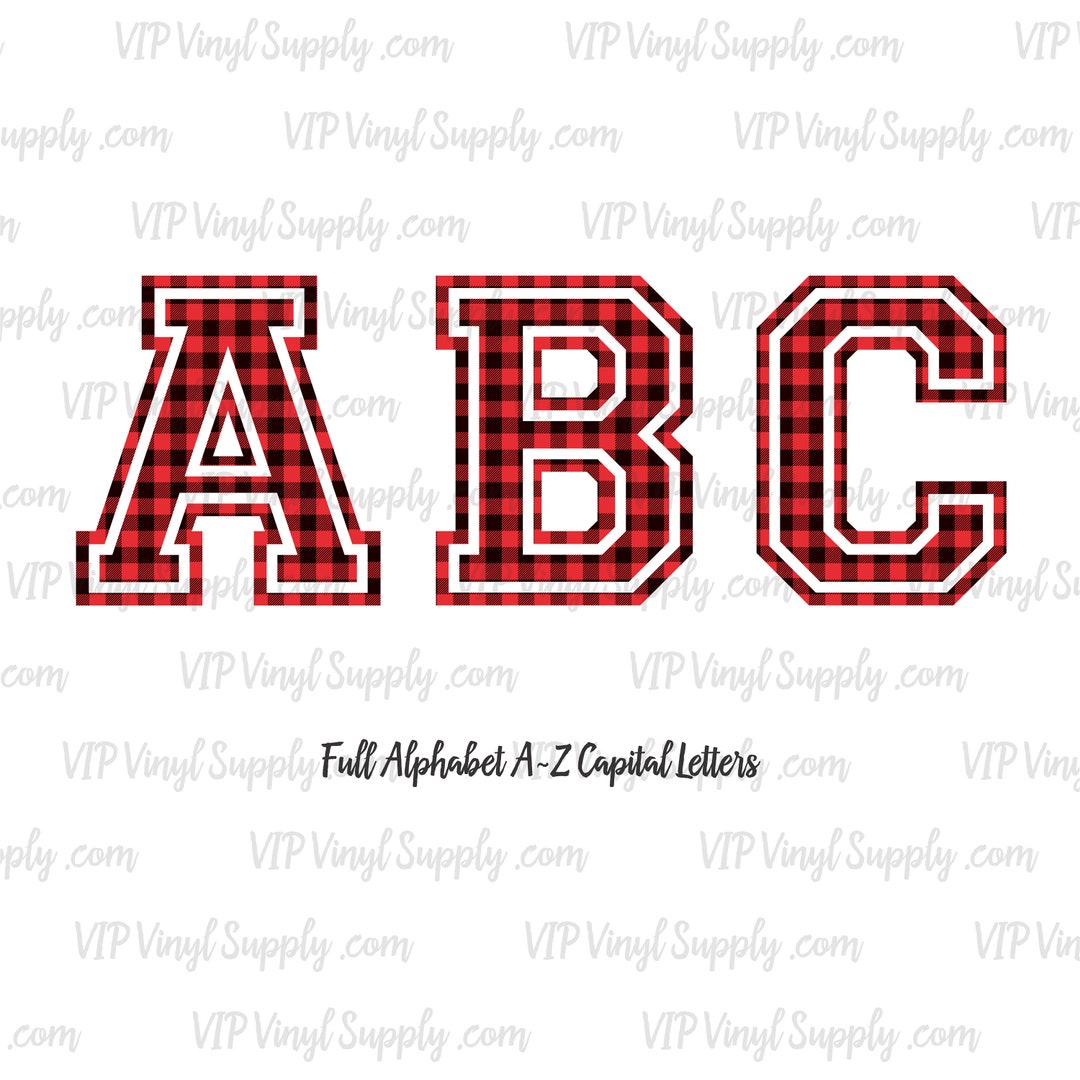 Red Buffalo Plaid Alphabet PNG, 26 Letters A-Z, Instant Download ...
