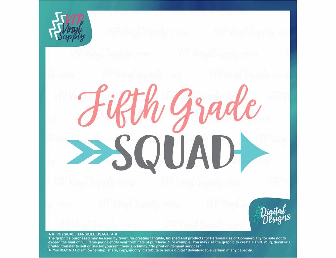 5th Grade Squad Svg, Fifth Grade Shirt Svg, School, Arrow Cut Files ...