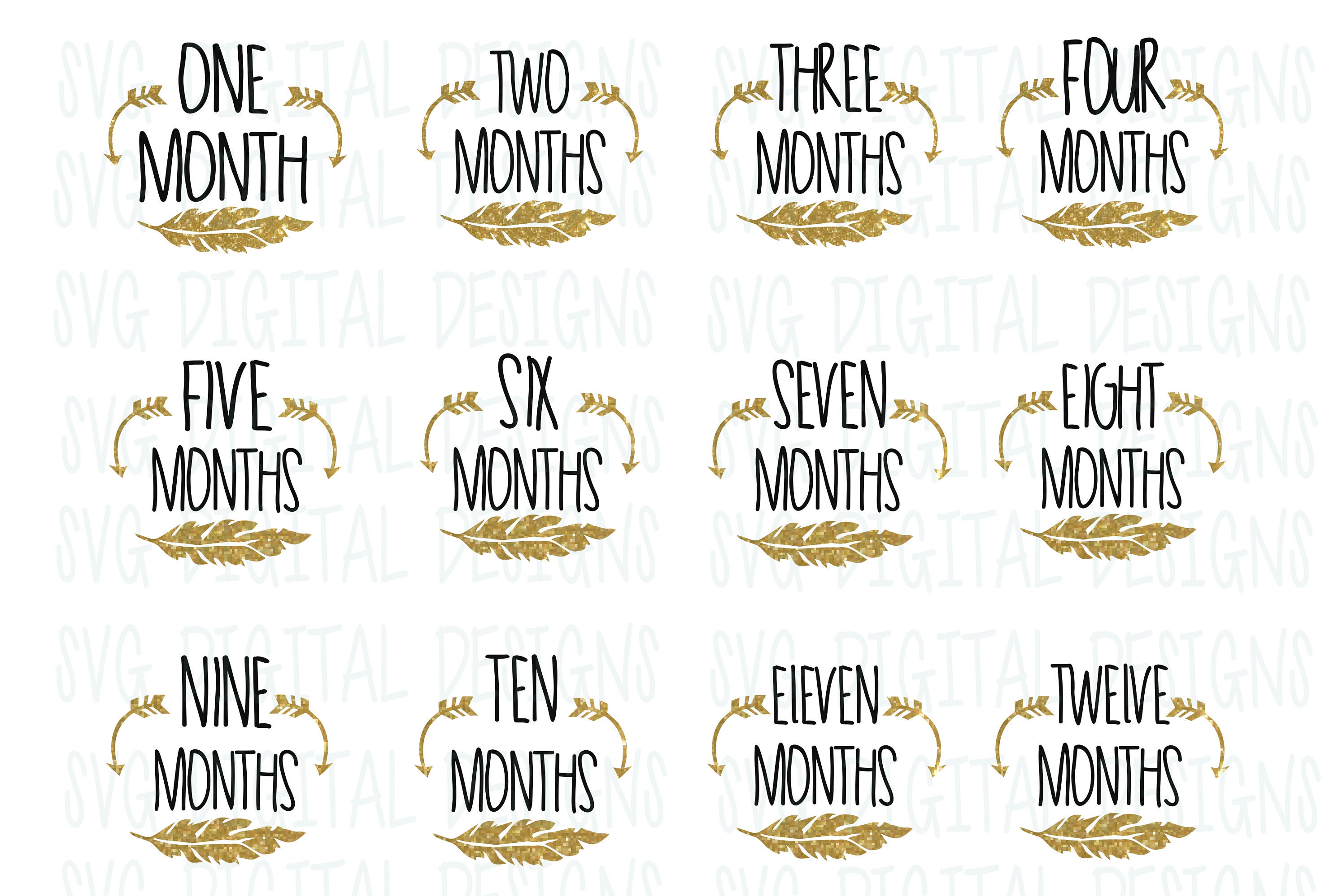 Baby Milestone Svg cut files Baby Month Sticker svg Monthly | Etsy