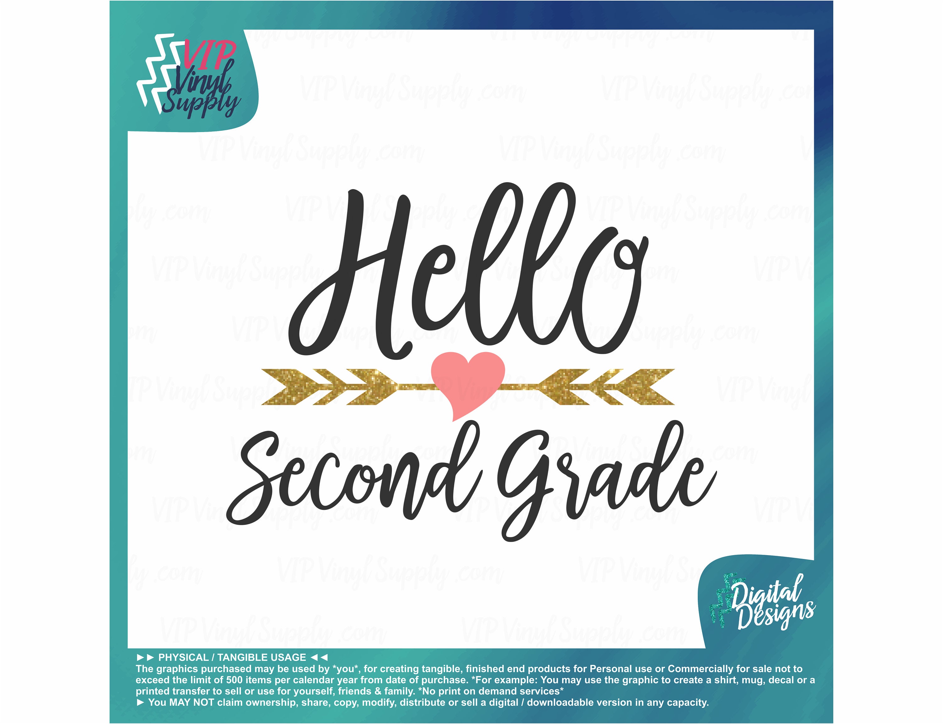 Hello Second Grade Svg 2nd Grade Back To School Arrow Clipart | Etsy