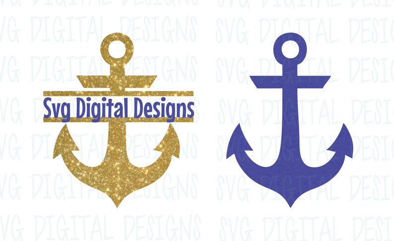Anchor SVG Split Monogram Frame Svg Cut Files Nautical | Etsy