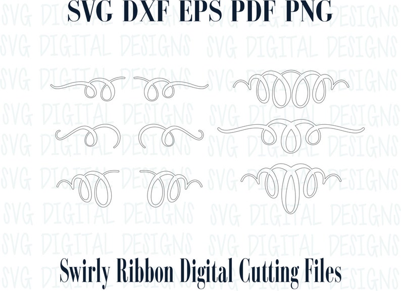 Swirly SVG Text Embellishment Cut Files Ribbon Loops in Svg | Etsy