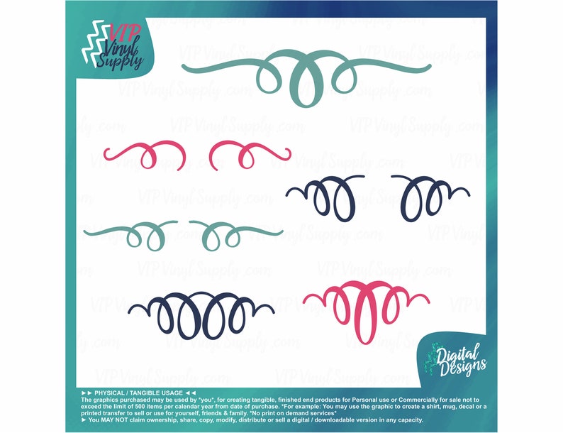 Swirly SVG Text Embellishment Cut Files Ribbon Loops in Svg - Etsy