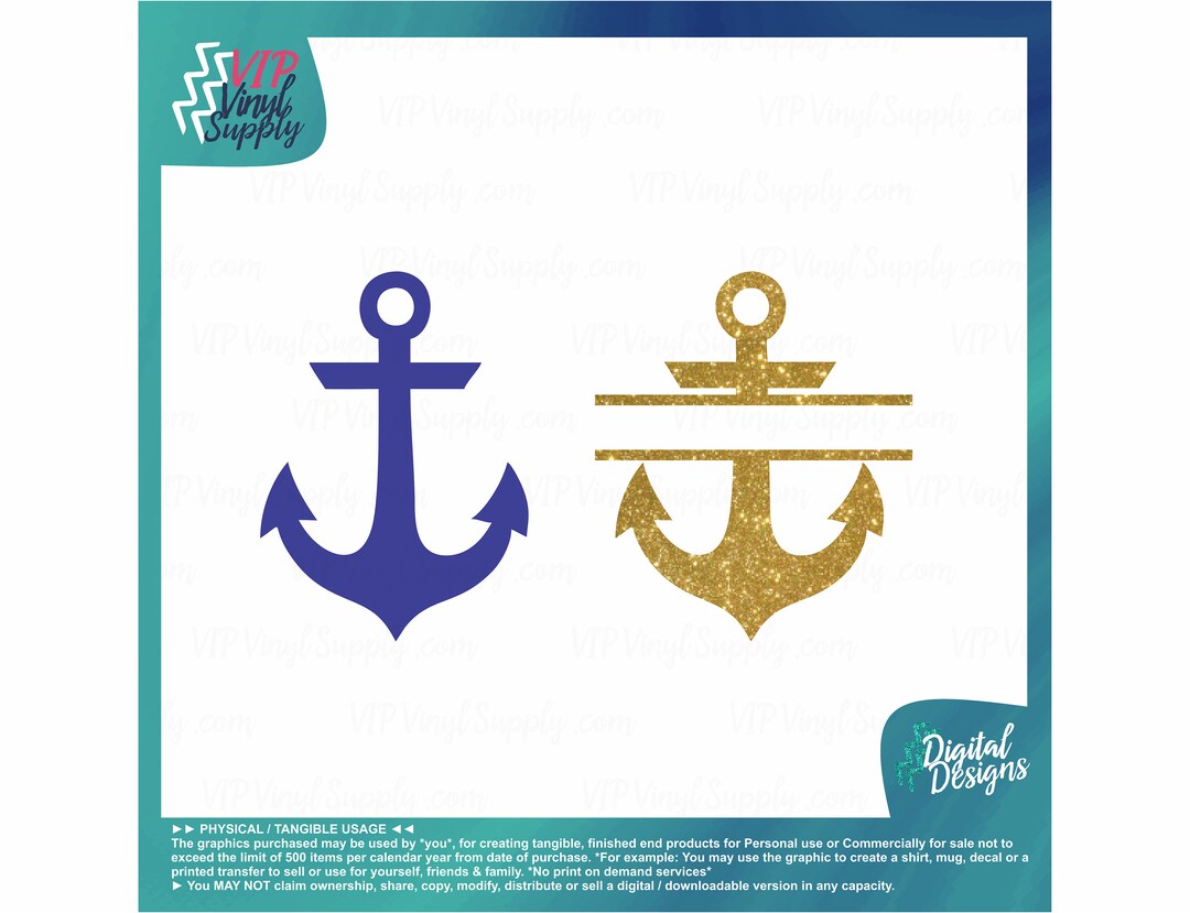 Anchor SVG Split Monogram Frame Svg Cut Files Nautical - Etsy
