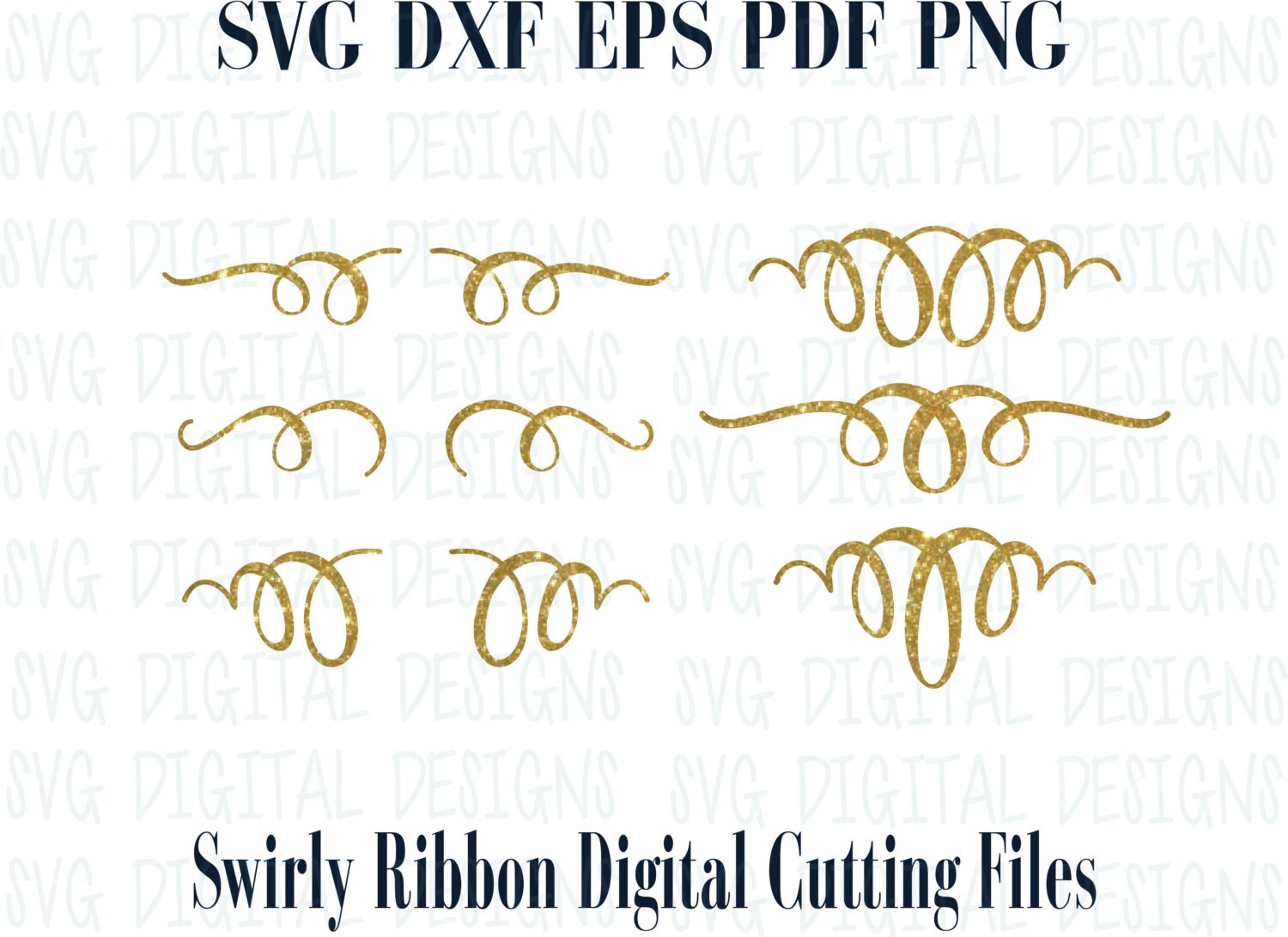Swirly SVG Text Embellishment Cut Files Ribbon Loops in Svg | Etsy