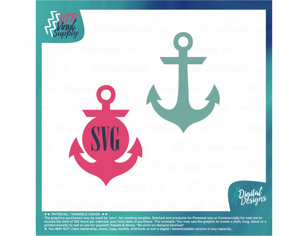 Anchor Monogram Frame Svg Cut Files Svg Dxf Eps Anchor Files - Etsy