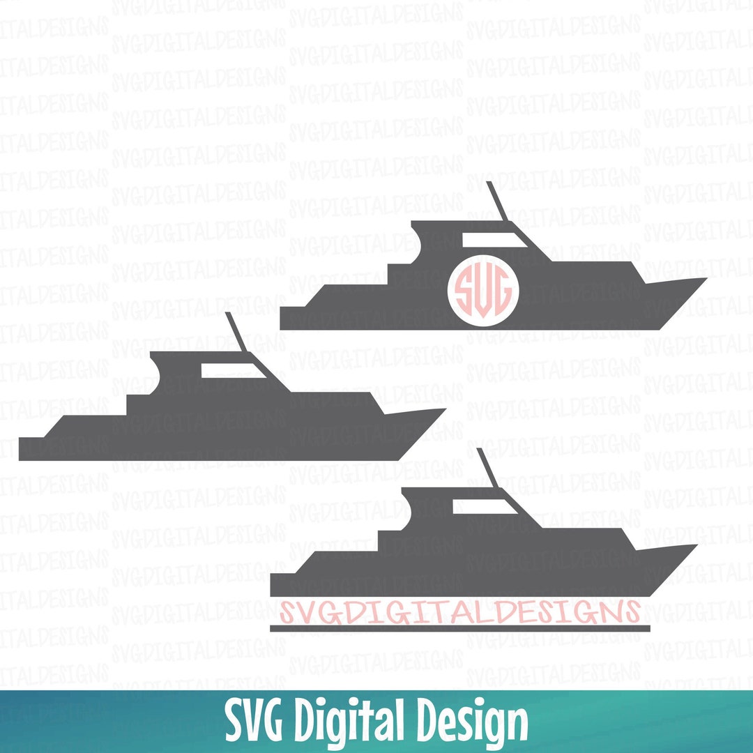 Boat Svg Monogram Frame Cut File Set Ship Svg Digital Design Cutting ...