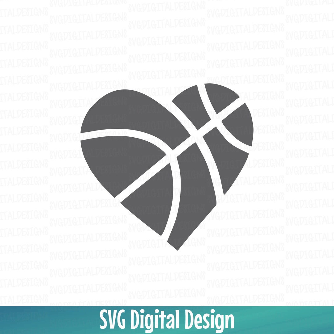 Basketball Heart SVG Cut File Design Sports Clipart - Digital Cutting File Great for Silhouette ...