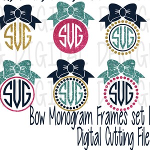 SVG Monogram Bow Cutting Files Template Clipart - Vinyl SVG Digital ...