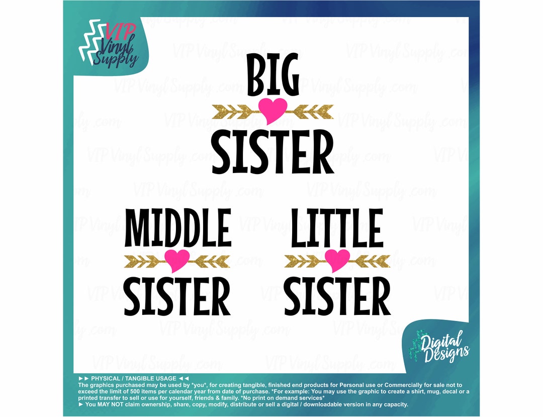 Sister SVG Set Sibling Cut Files for Silhouette Cricut & - Etsy