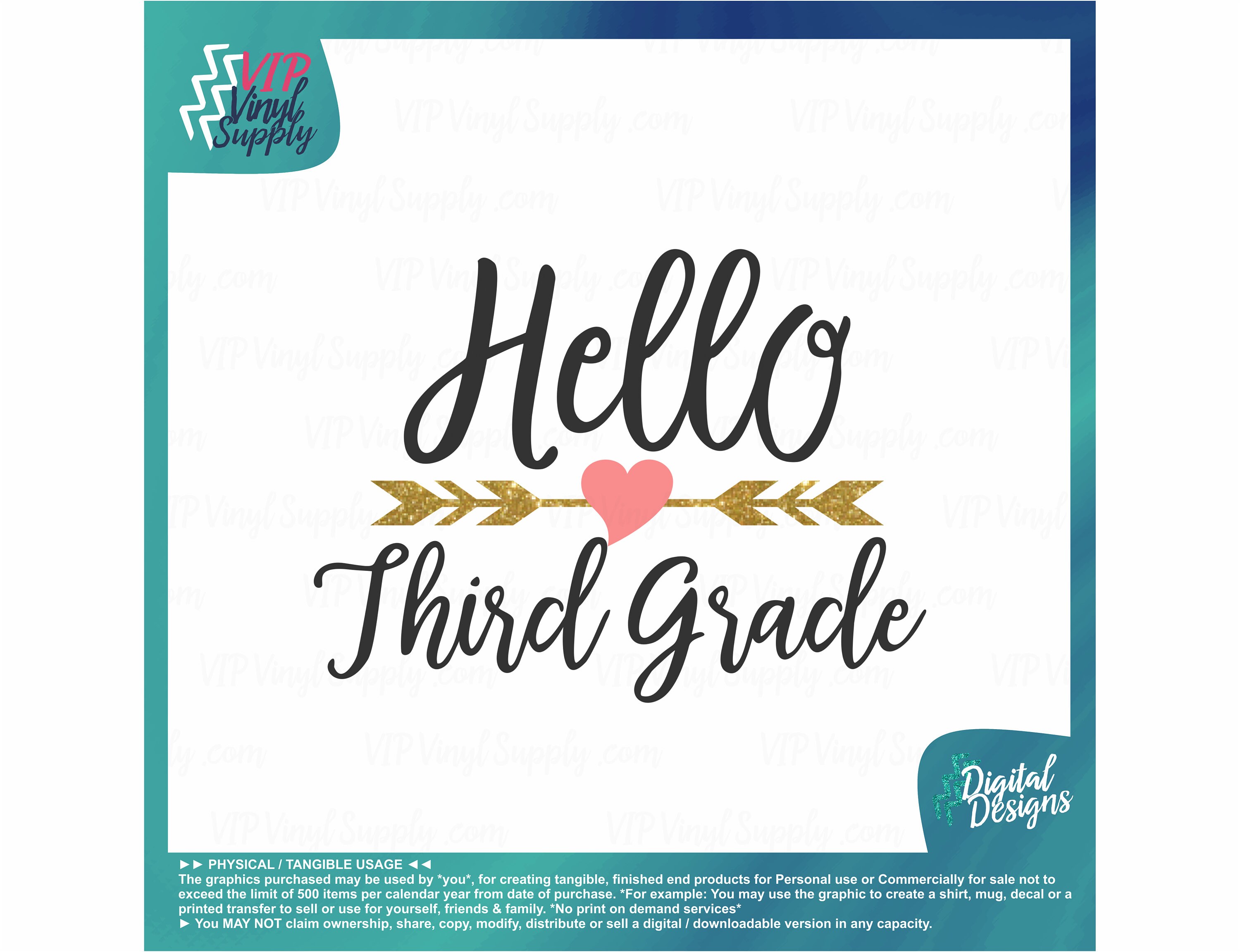 Hello Third Grade Svg Back to School Cut Files Svg Dxf Eps - Etsy