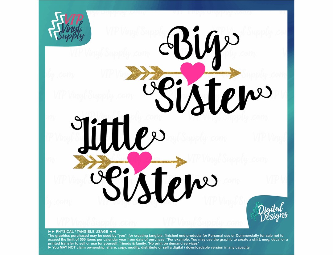 Sister SVG Set Sibling Cutting Files for Silhouette Cricut & - Etsy