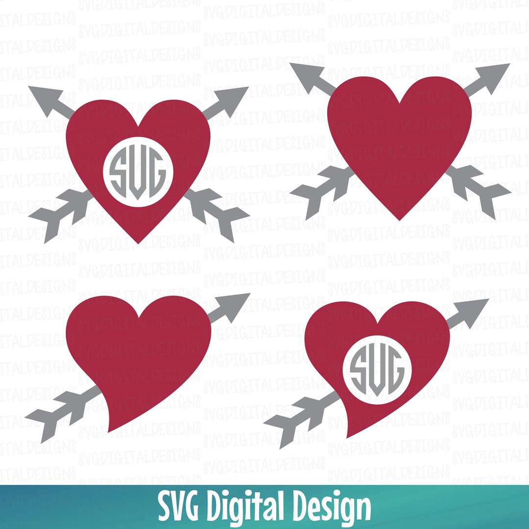 Valentine Monogram SVG Monogram Frame Set, Valentines Heart SVG Cut ...