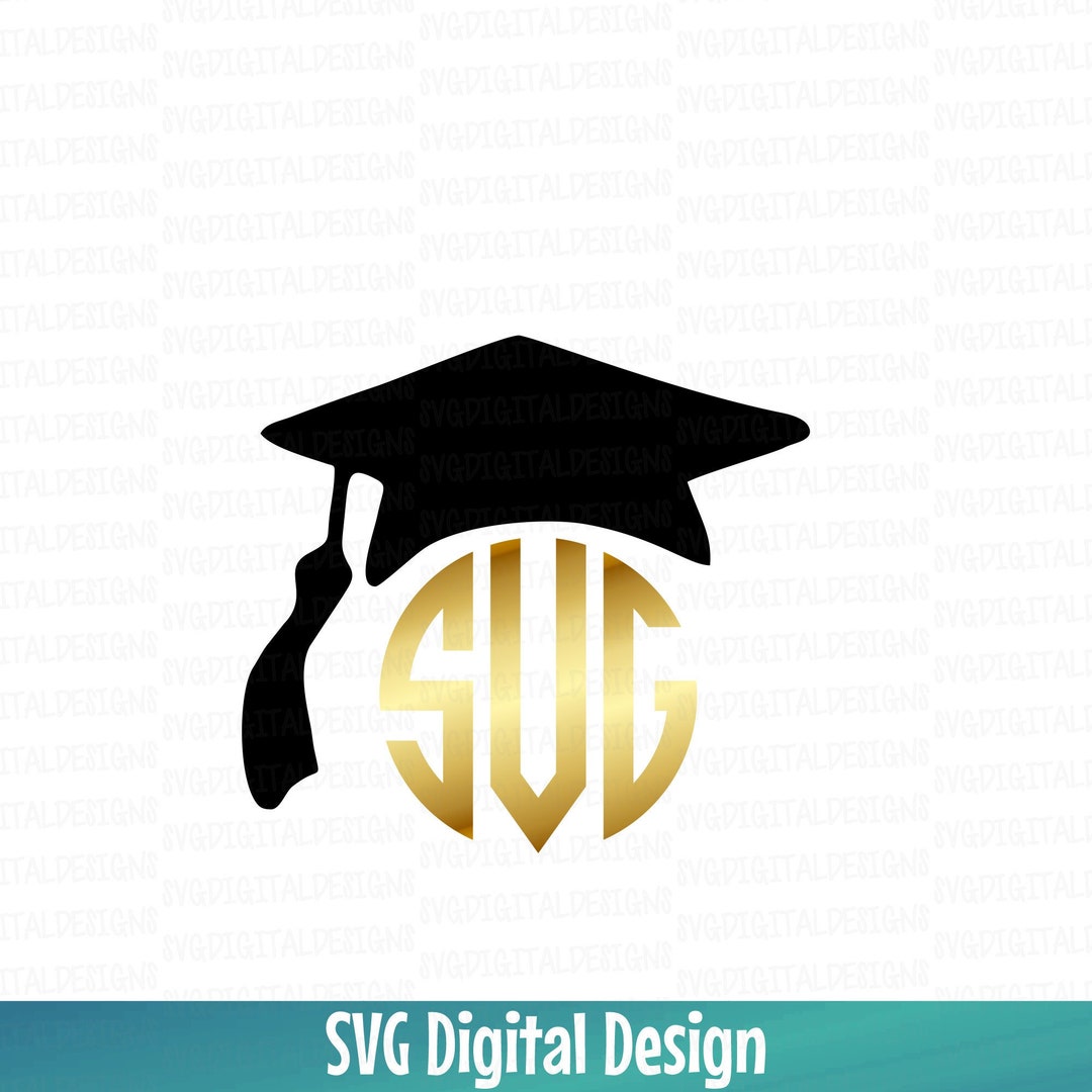 Graduation Cap Monogram Frame Design Svg Cut File, Clipart Digital ...