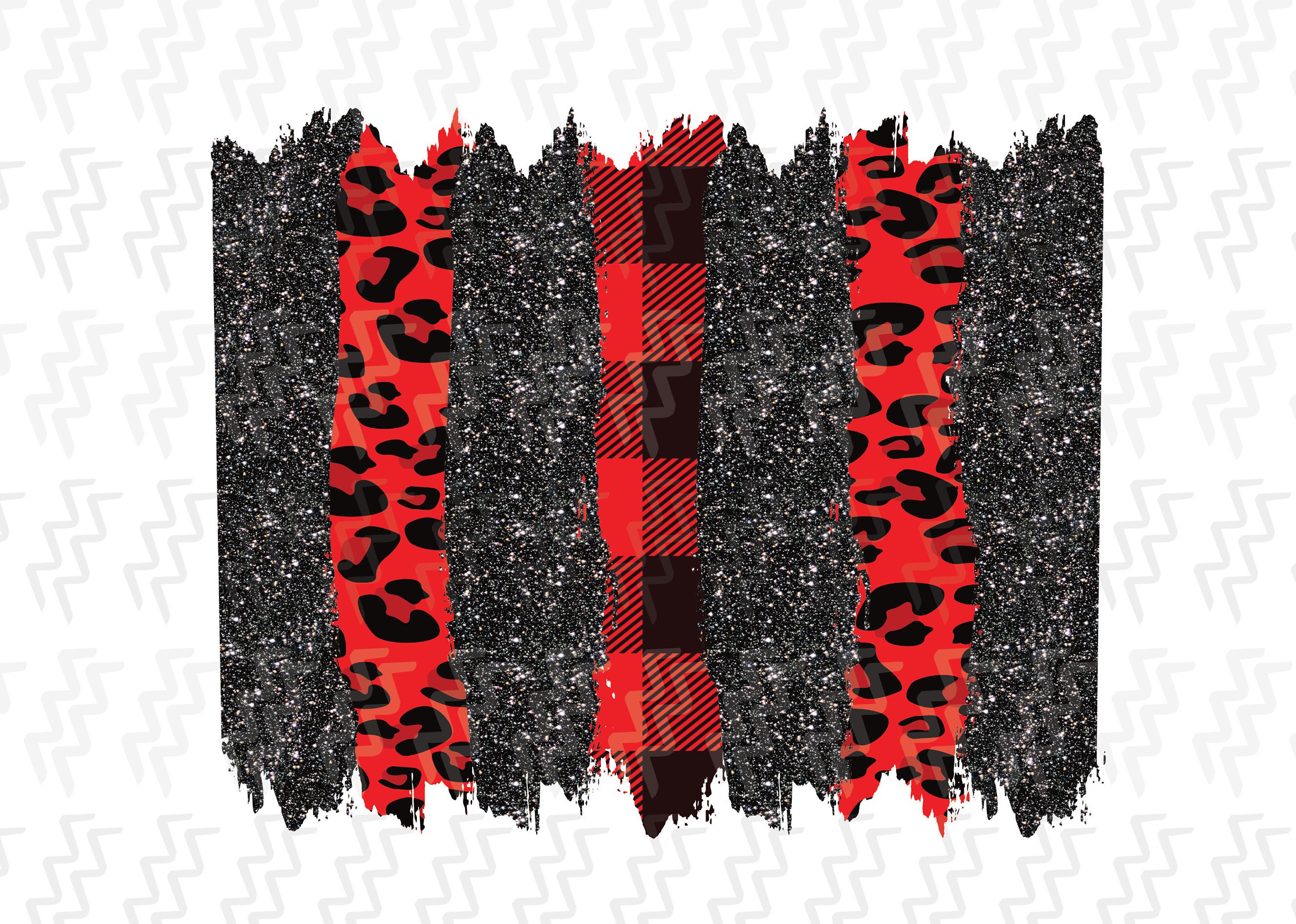 Black Glitter & Buffalo Plaid Leopard Brush Strokes PNG File | Etsy