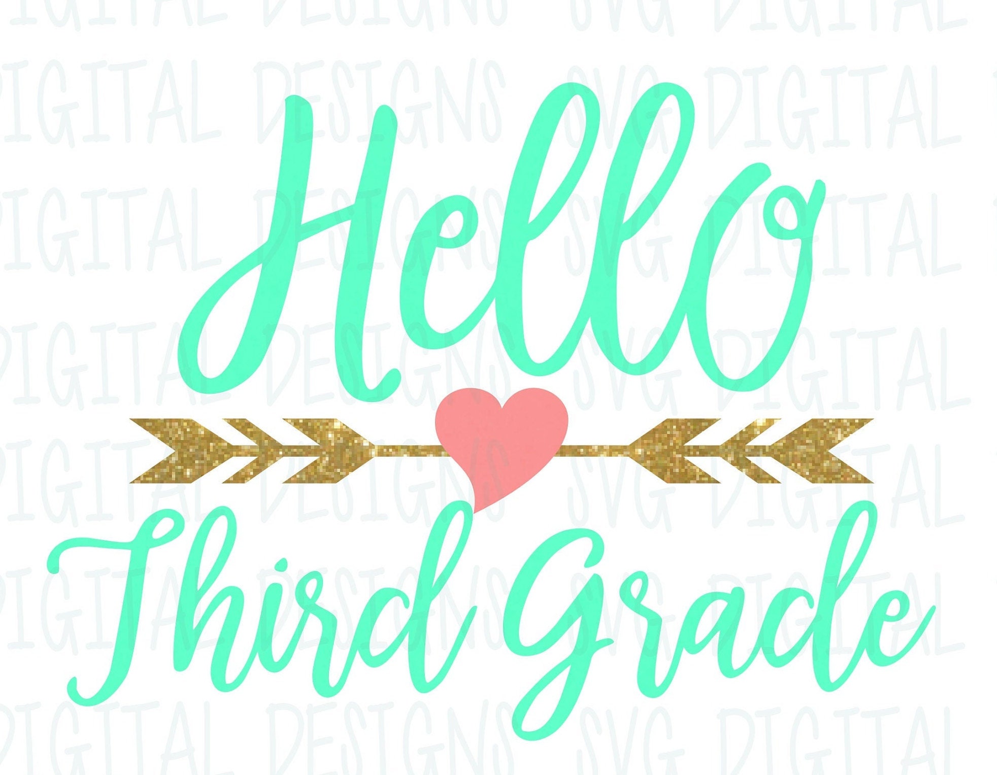 Hello Third Grade Svg Back to School Cut Files Svg Dxf Eps - Etsy