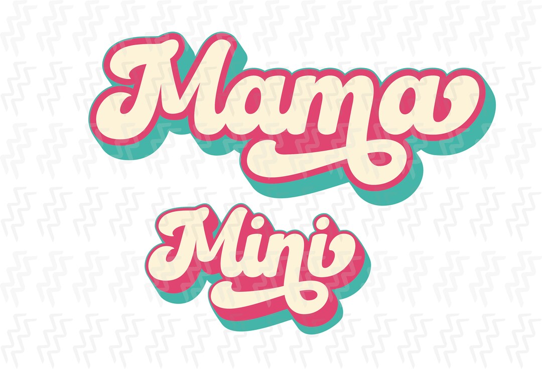Retro Mama & Mini Svg Set, Clipart Cut Files, Groovy Mama, Mini Die Cut ...