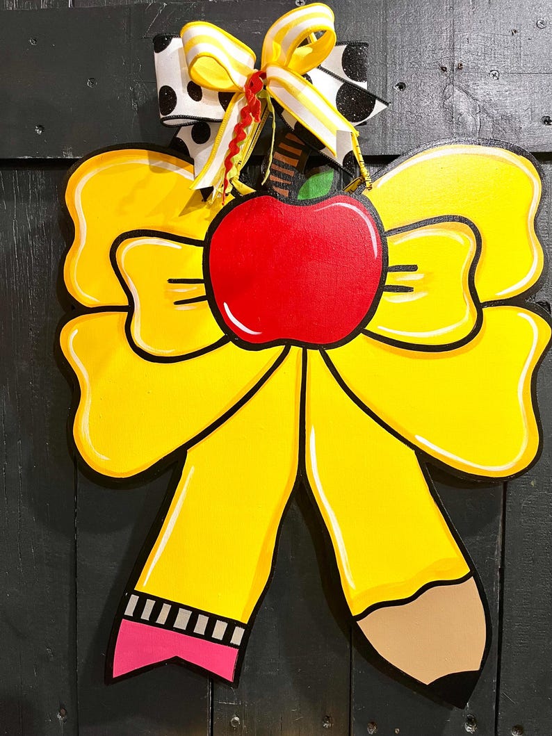 Teacher Bow Doorhanger, Classroom Decor, Back to School Decor, Back to ...