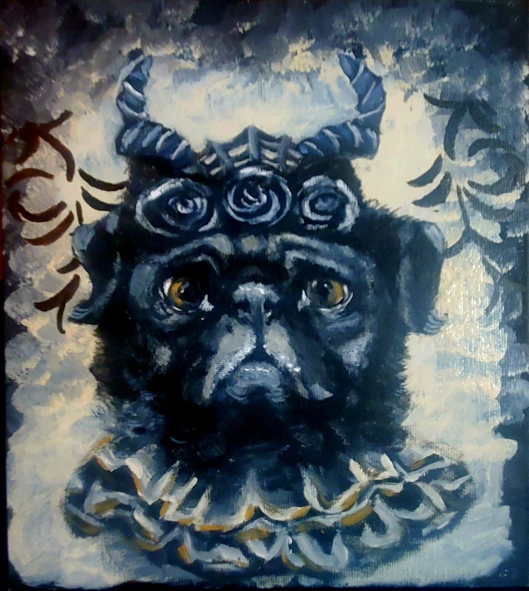 Gothic Pug 7x9 Original Painting - Etsy
