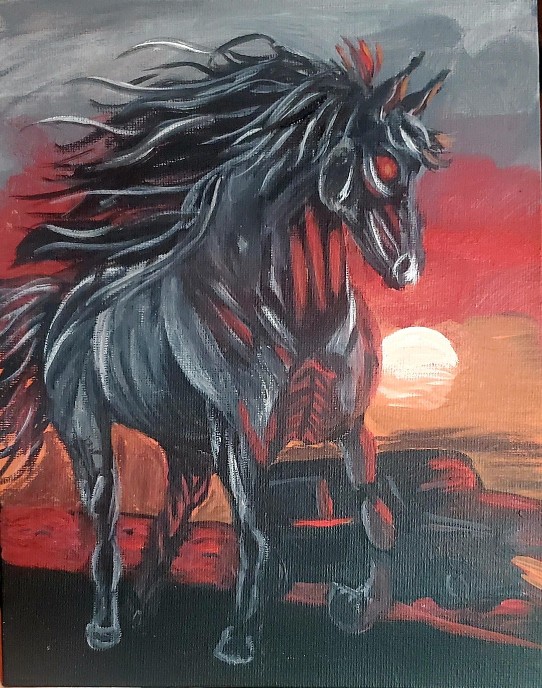 Mustang Hearse 7x9 Original Painting - Etsy
