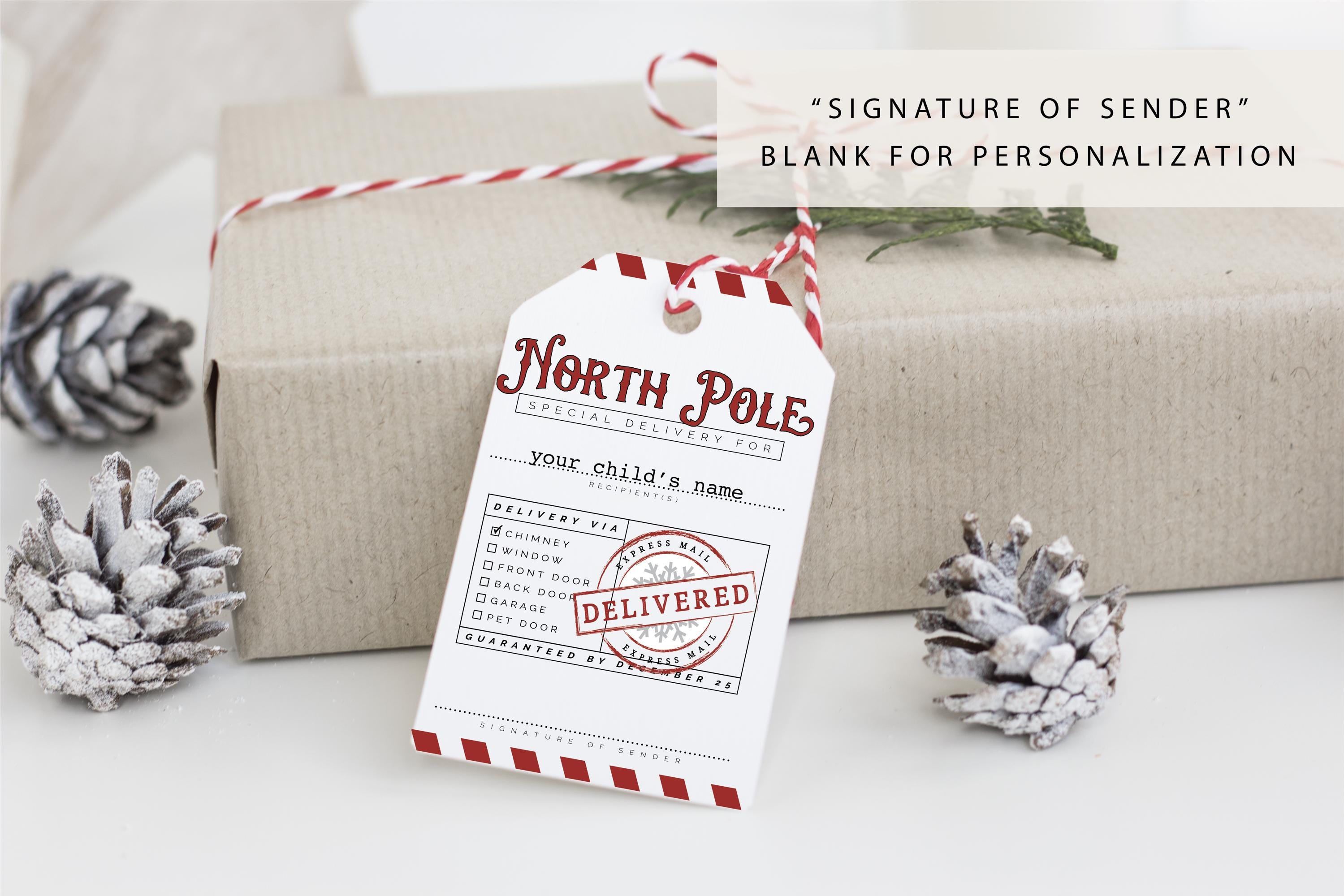 Printable North Pole Custom Gift Tag, Christmas Gift Tag Template, Gift ...