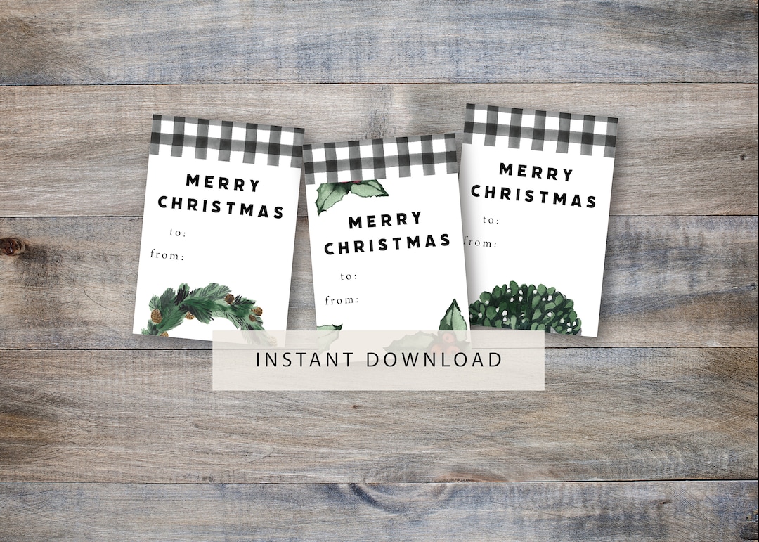 Buffalo Plaid Christmas Gift Tags, Holiday Printable (digital Download ...