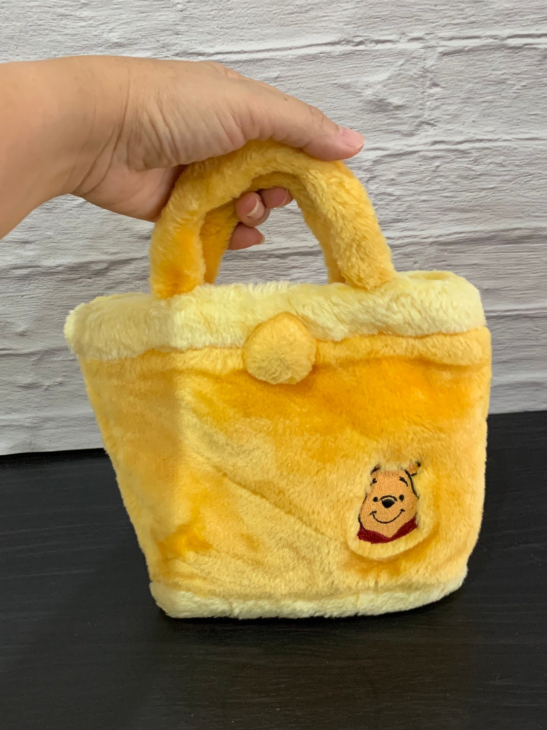 Vintage Winnie the Pooh Yellow Furry Bag - Etsy