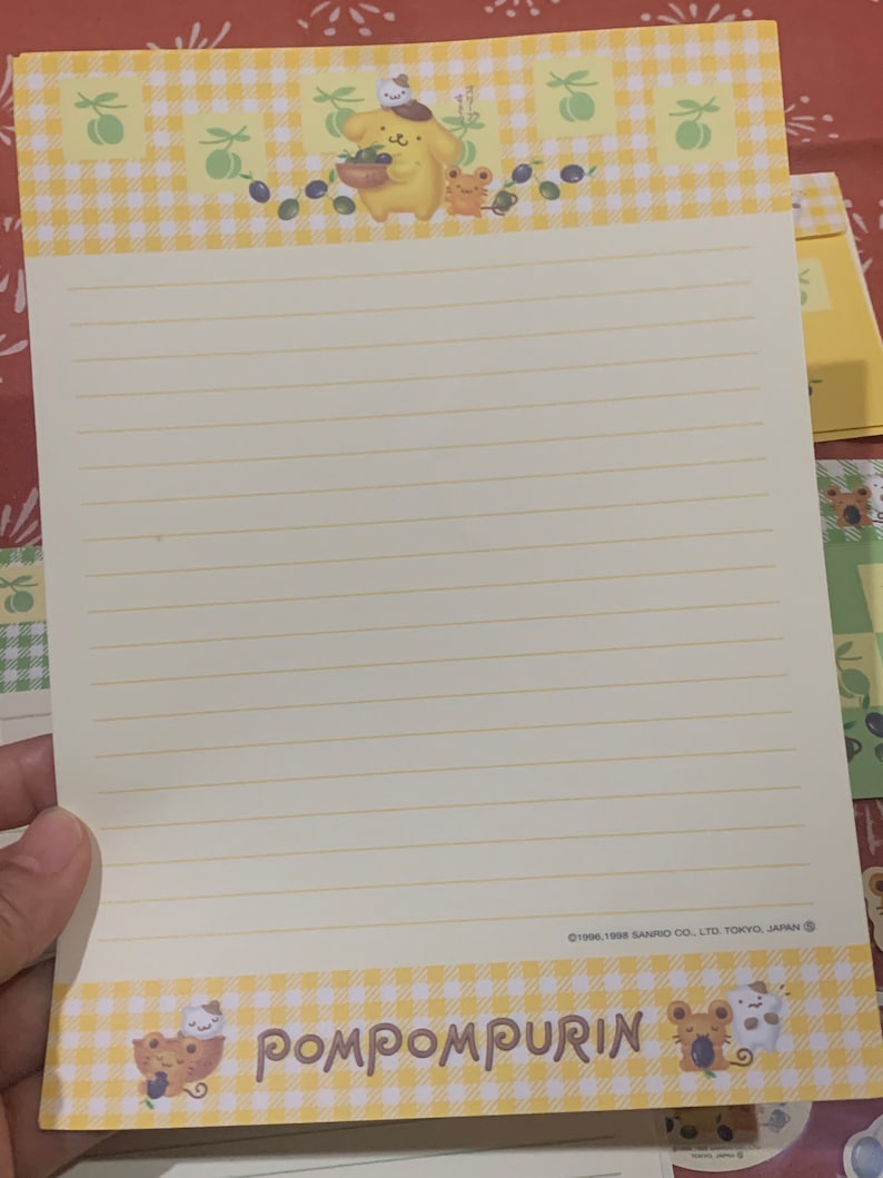 Vintage Sanrio Pompompurin 1998 Letter Set | Etsy