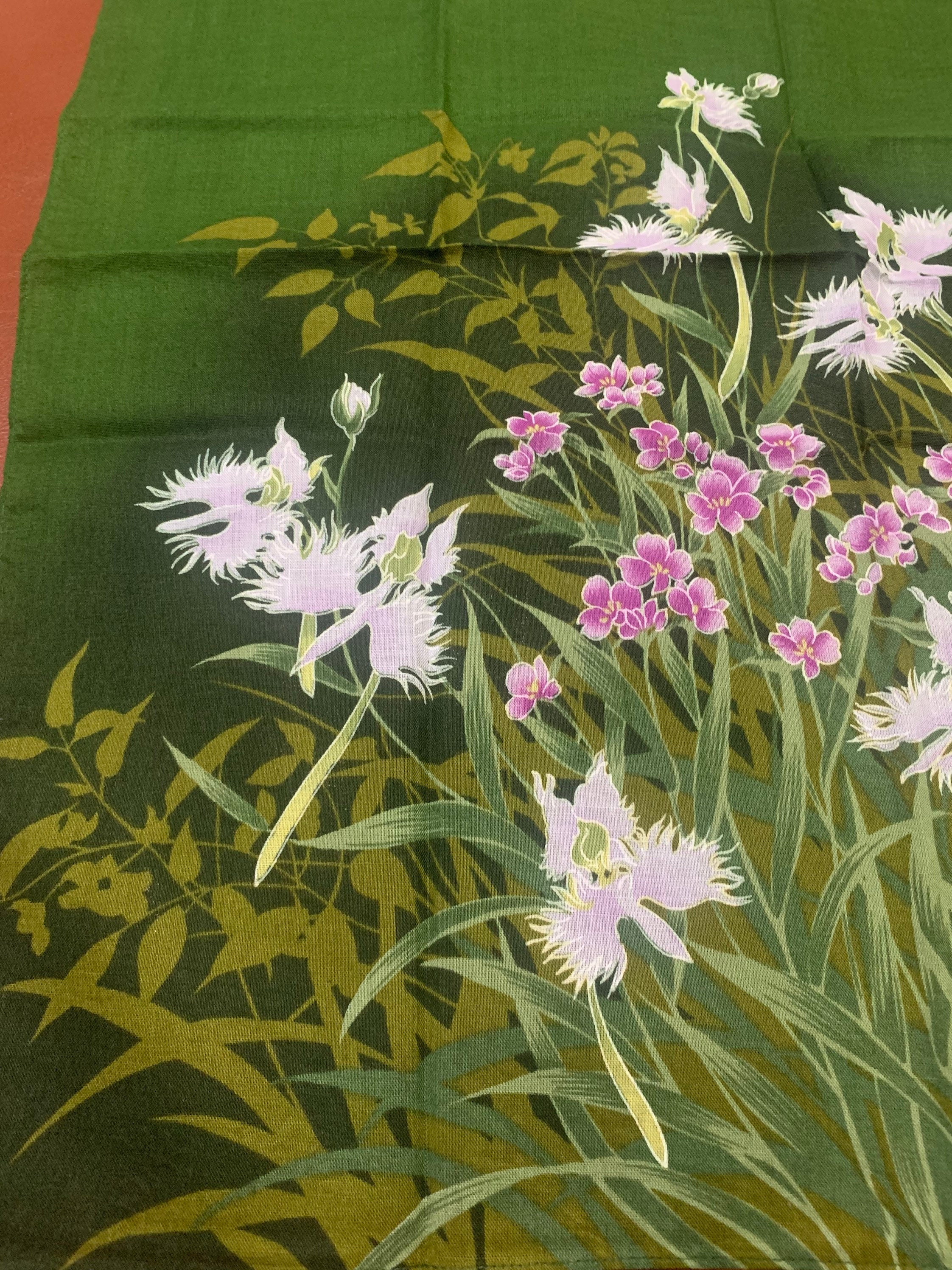 Vintage Japanese Flower Pecteilis Radiata or White Egret Hanky - Etsy