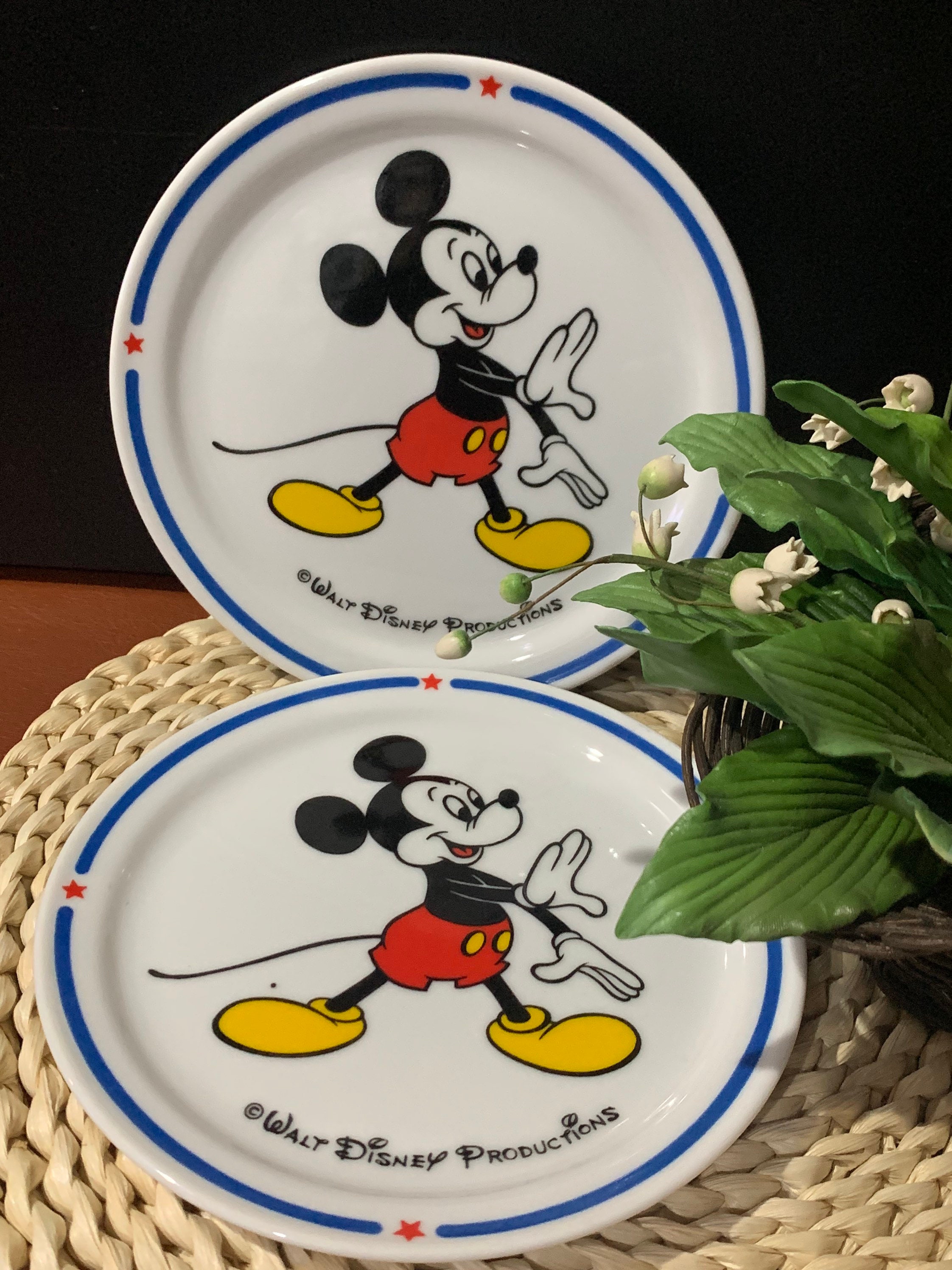 Mickey Mouse Plate Dish Walt Disney Productions Set of 2 - Etsy