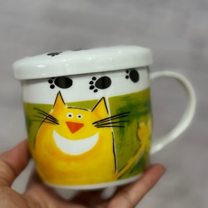 Gallery by Inhesion Cat Coffee Mug With Lid - Etsy
