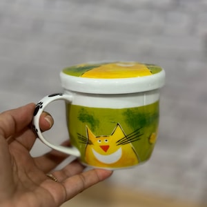 Gallery by Inhesion Cat Coffee Mug With Lid - Etsy