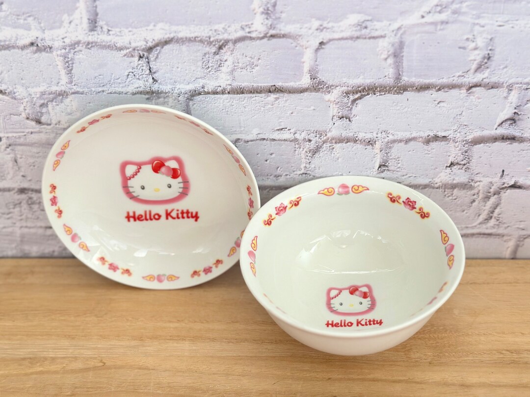 2000 Sanrio Hello Kitty Ceramic Bowl and Small Plate Set - Etsy