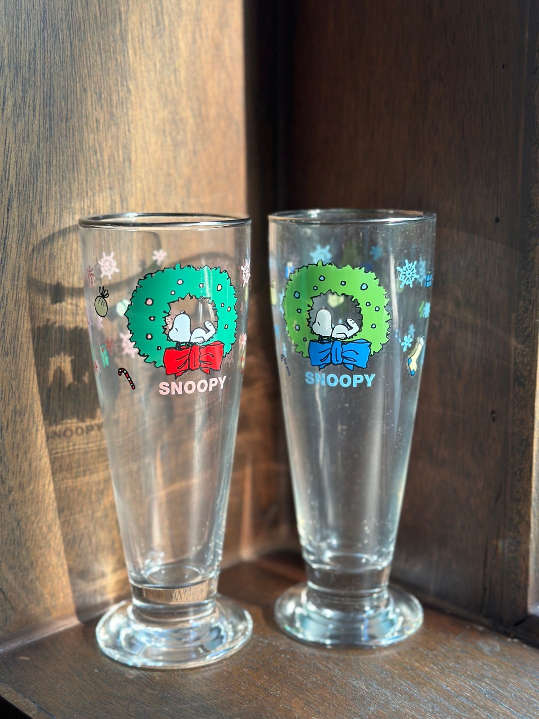 Vintage Snoopy Beer Glasses Soft Drink Glass Set of 2 - Etsy