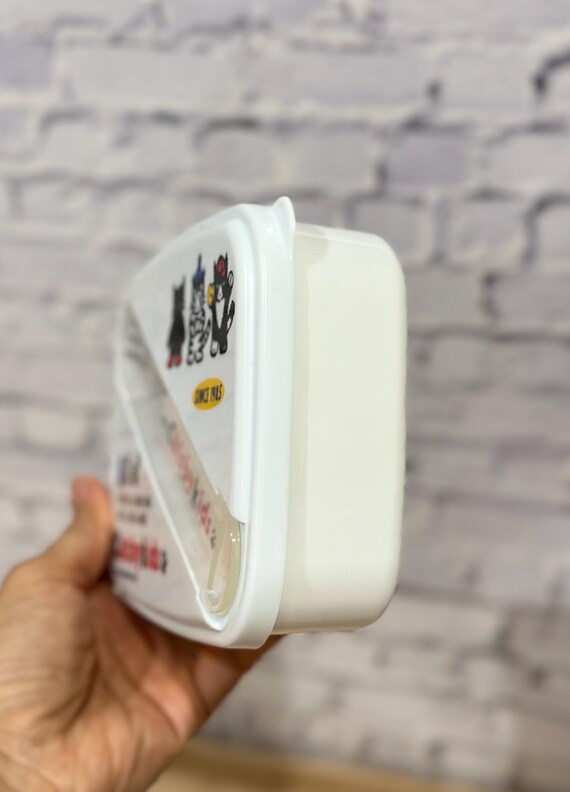 1988 Sanrio Catsby kids Lunch Box with fork - Gem