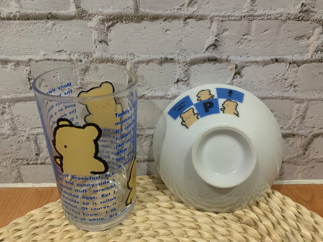 San-x Pinny-mu Rice Bowl and Water Glass Tumbler - Etsy