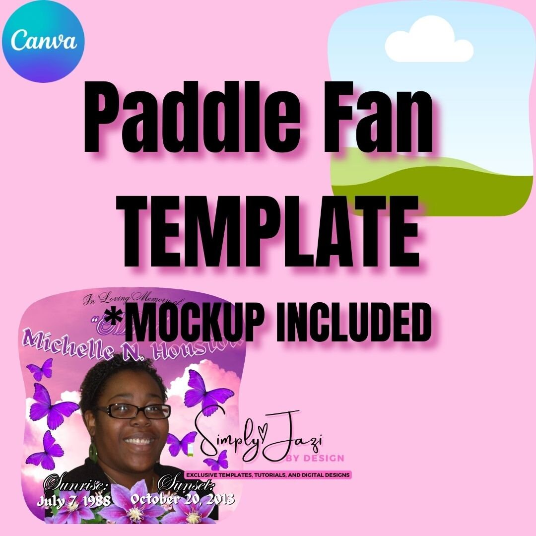 Paddle Fan Template, Canva Editable Design, Fan Mockup, Printable Hand ...