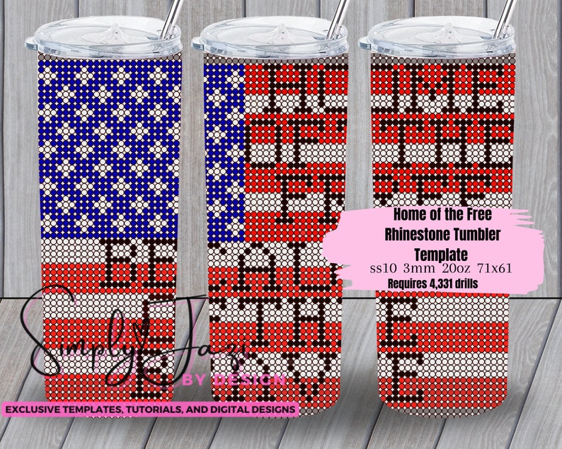 Flag Rhinestone 20oz Tumbler Template - SS10 Rhinestone Tumbler ...