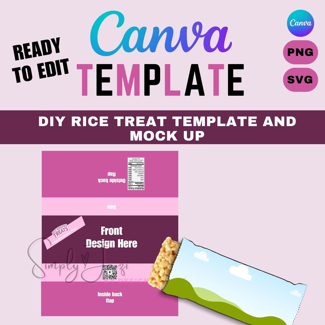 Custom Rice Treat Wrapper Template | Editable Canva Design | Party ...