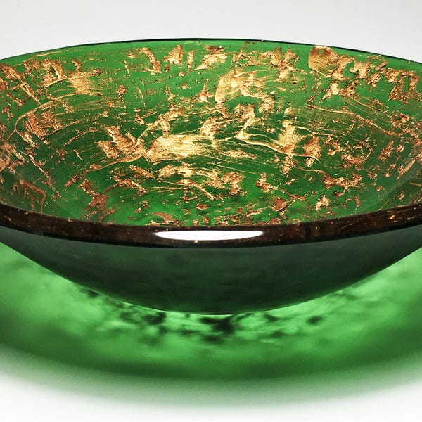 Green Glass Bowl Etsy