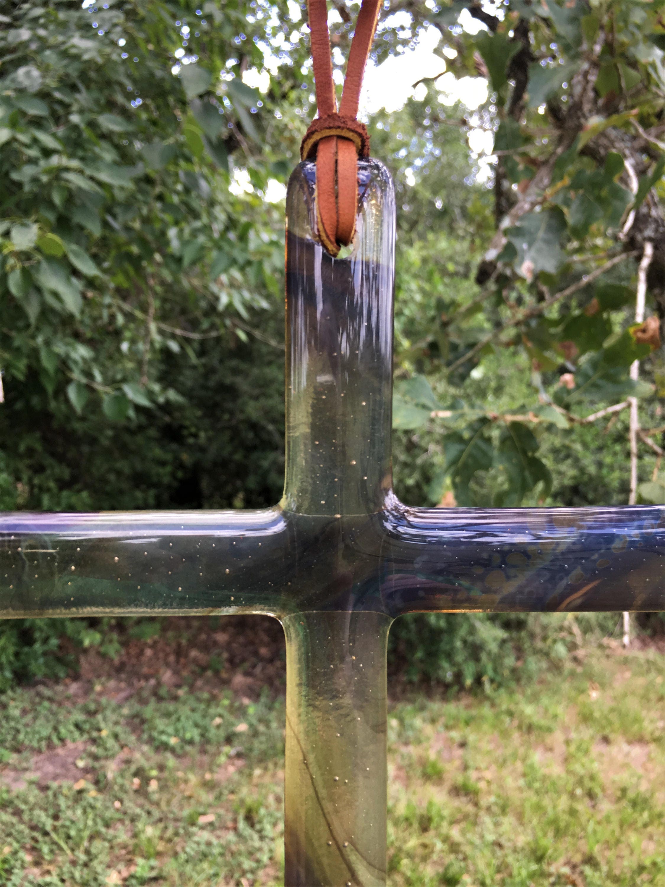 Petrified Wood Look Fused Glass Cross 12 inches tall and | Etsy