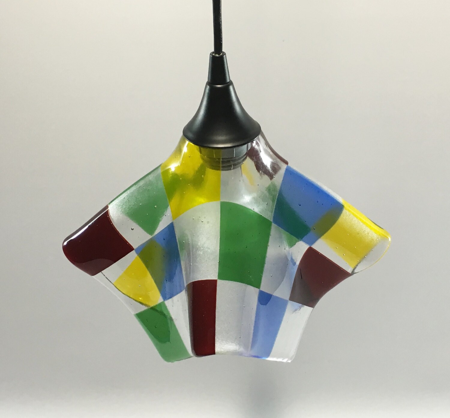 Multi-color and Clear Glass Checkerboard Pendant Light Shade | Etsy