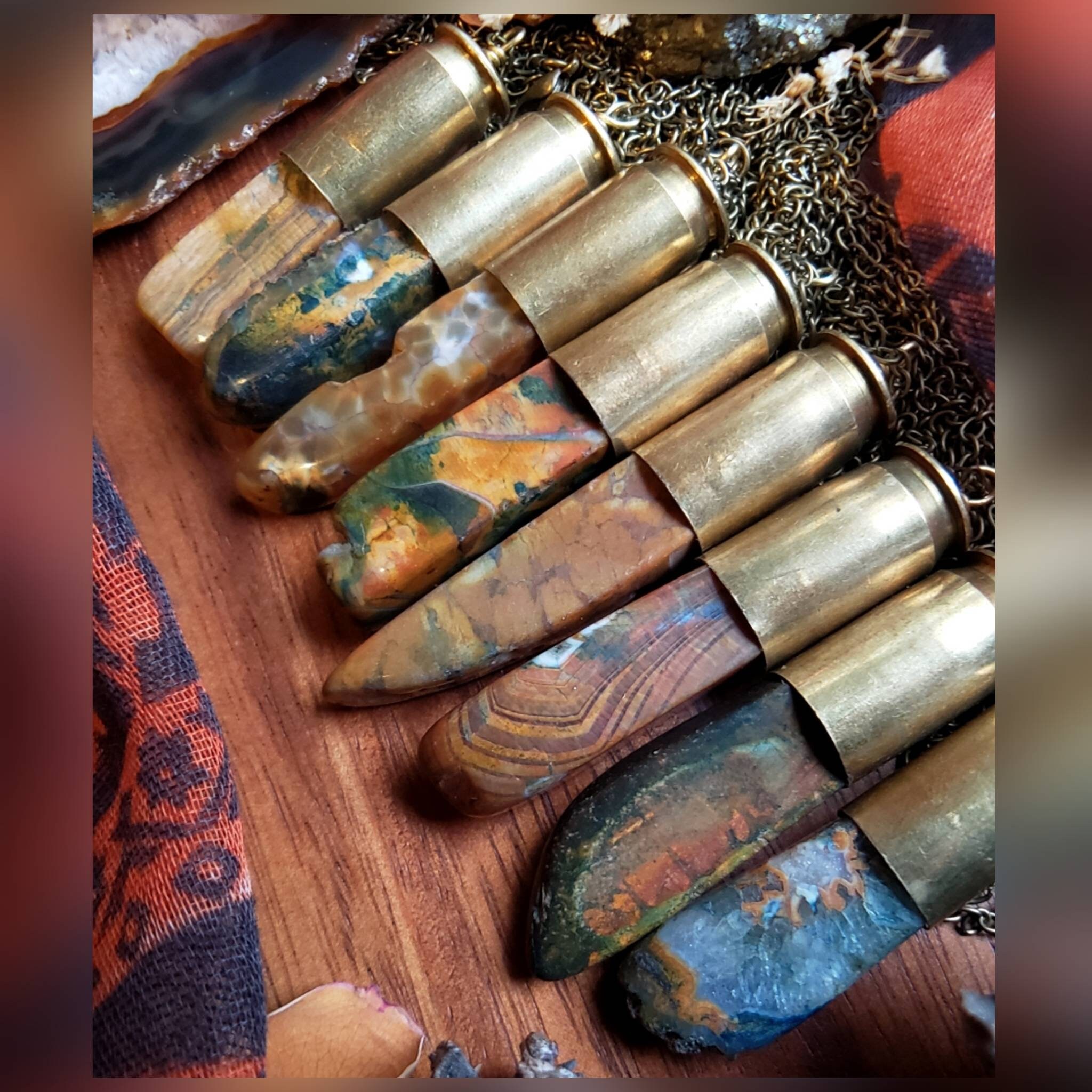 Natural Agate Stone Bullet Necklaces Stone Jewelry Bullet | Etsy