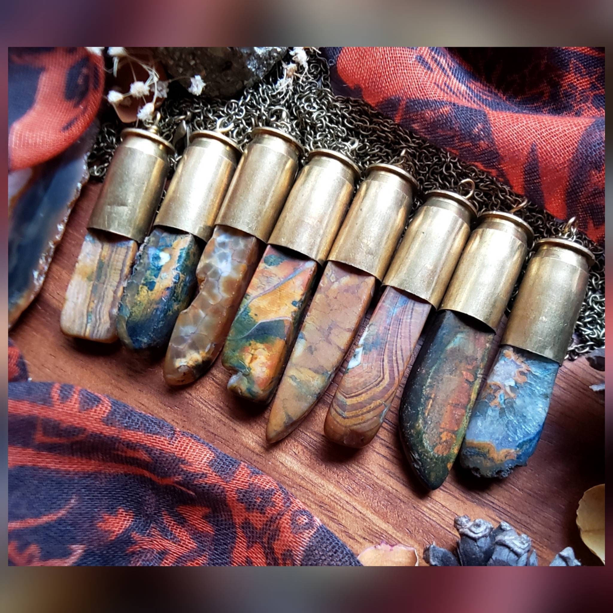 Natural Agate Stone Bullet Necklaces Stone Jewelry Bullet | Etsy