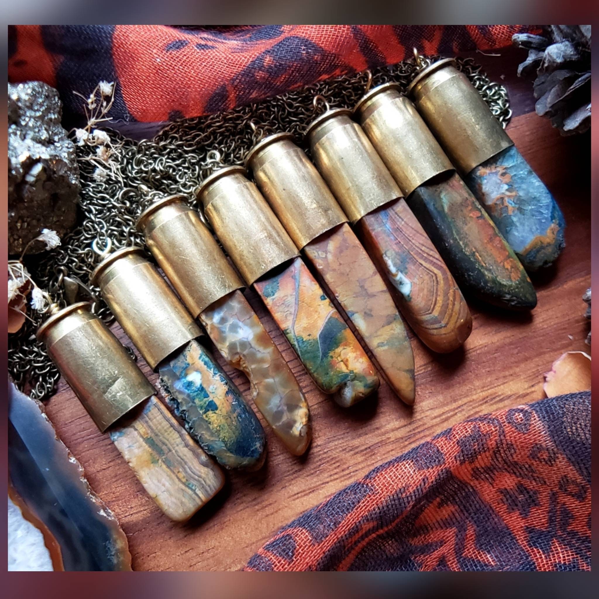 Natural Agate Stone Bullet Necklaces Stone Jewelry Bullet | Etsy