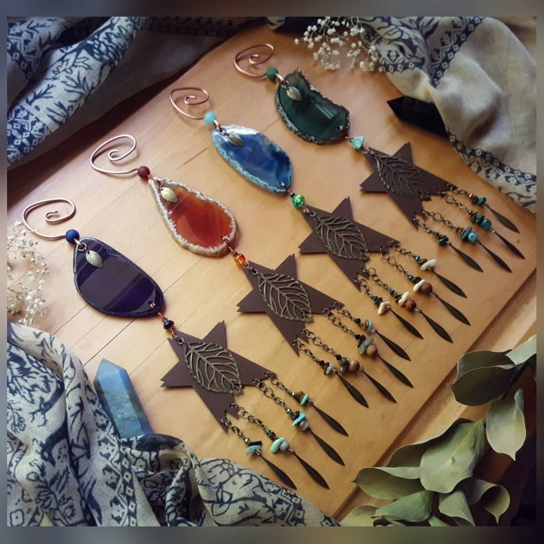 Agate & Star Suncatchers, Suncatchers, Window Decor, Home Decor, Agate ...