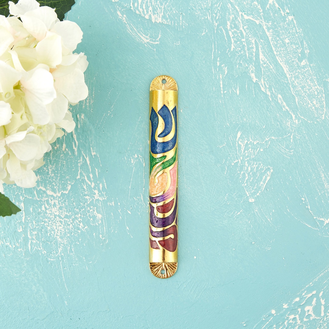 Handmade Enamel 6" Mezuzah W Hebrew Shin Home Door Decor Jewish Holiday ...