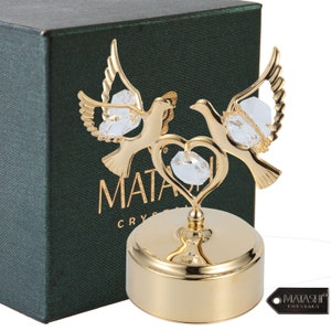 Matashi 24k Gold Plated Music Box With Crystal Studded Love Doves ...