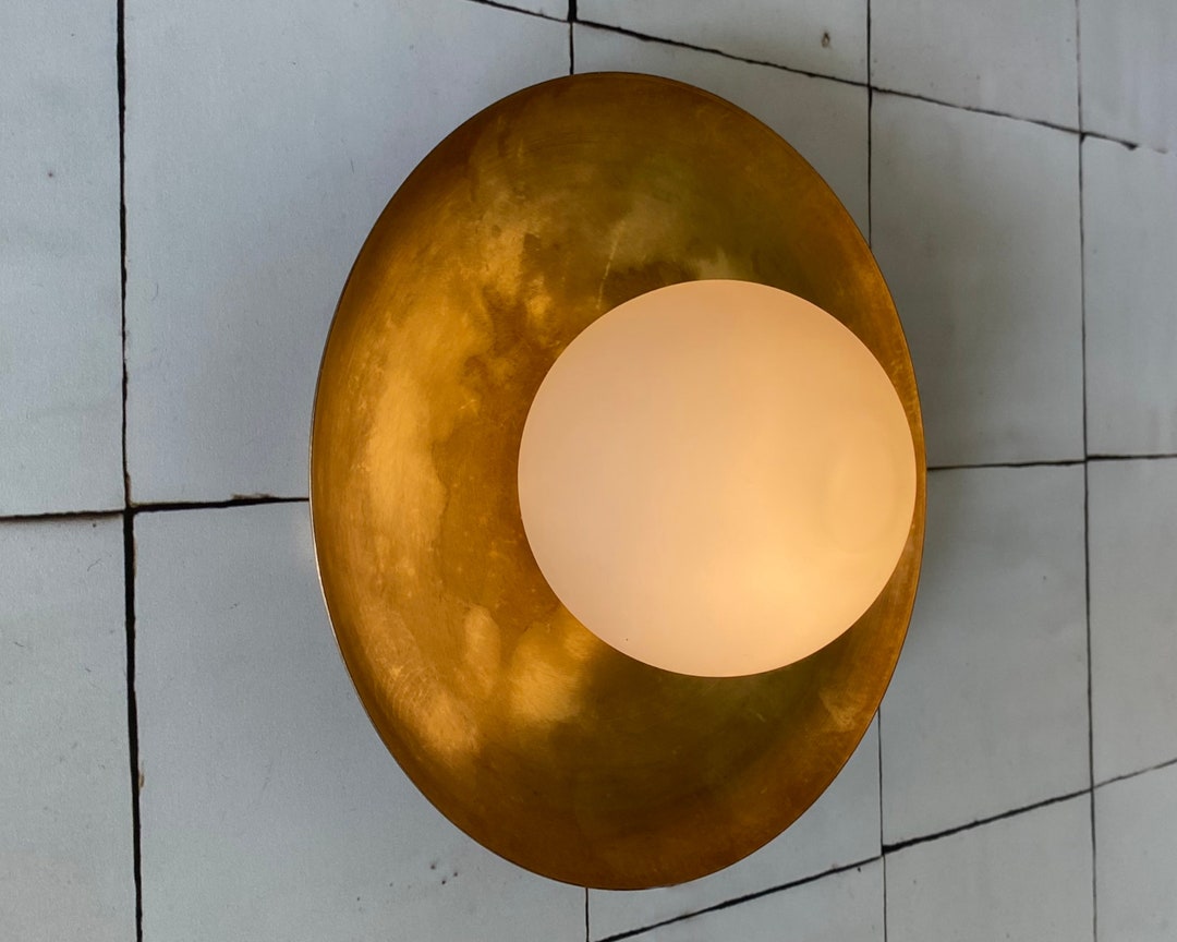 Aged Brass Sconce • the Pearl Sconce • Bathroom Vanity Light • Modern ...